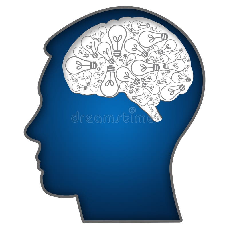 Testa Umana Con Le Lampadine in Cervello Illustrazione di Stock ...
