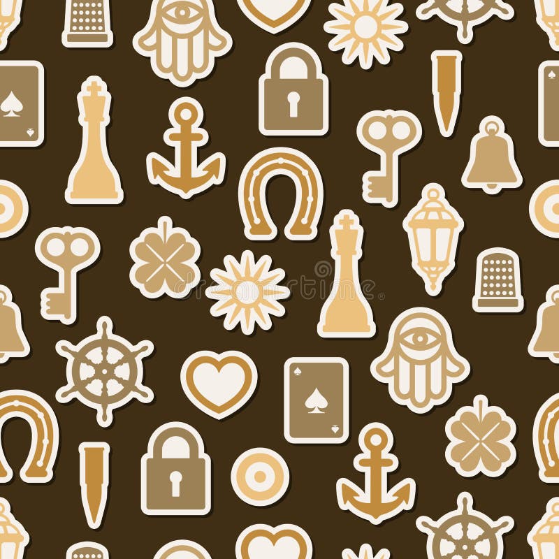 Teste Padrão Sem Emenda Dos Símbolos Da Boa Sorte Do Encanto Ilustração ...