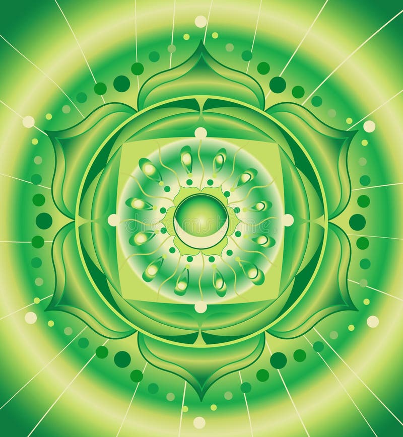 Teste Padrão Verde, Mandala Do Chakra Do Anahata Ilustração do Vetor ...