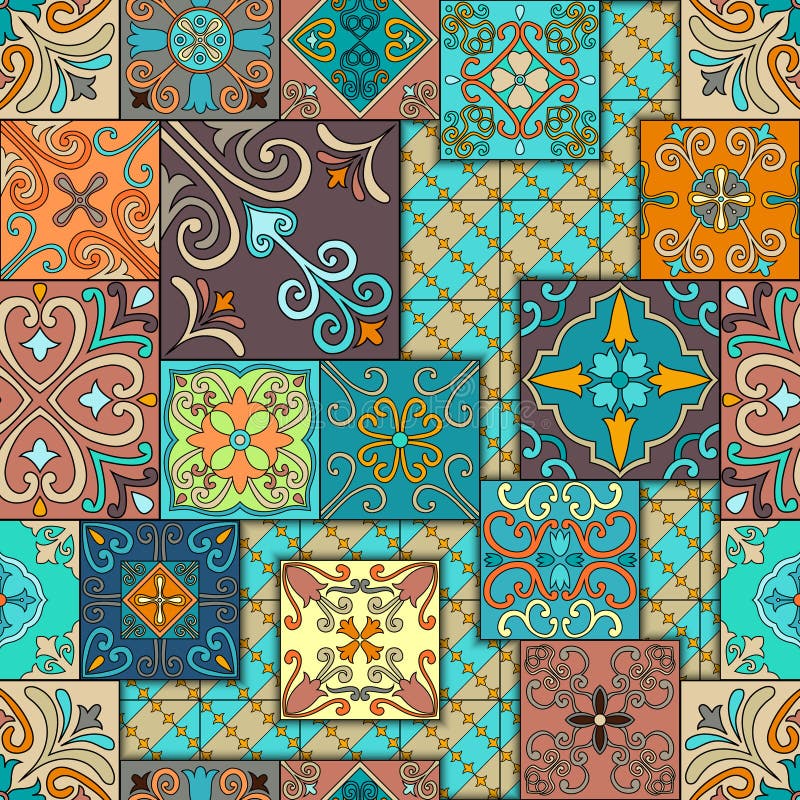 Teste Padrão Sem Emenda Com As Telhas Portuguesas No Estilo De Talavera