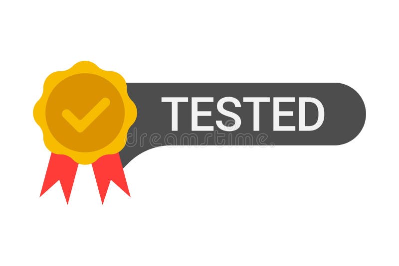 Tested Label with Five Stars and Thumbs Up Stock Vector - Illustration ...