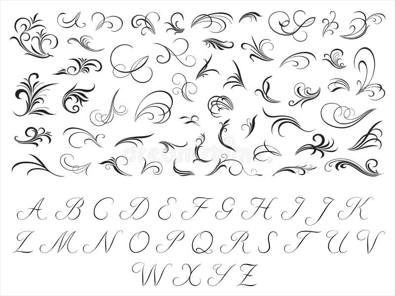 Floral cursive do alfabeto ilustração stock. Ilustração de cursive ...