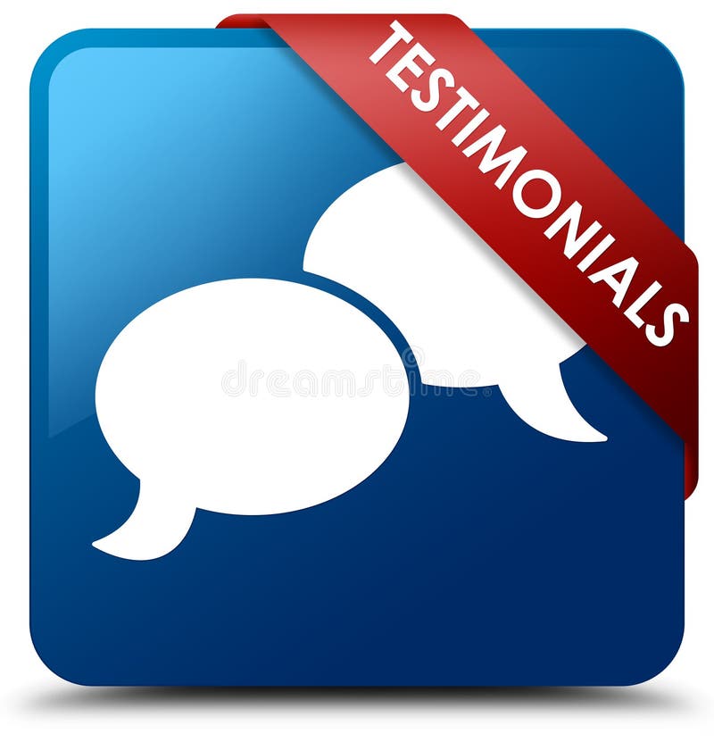 Testimonials (chat Icon) Blue Square Button Red Ribbon in Corner Stock ...