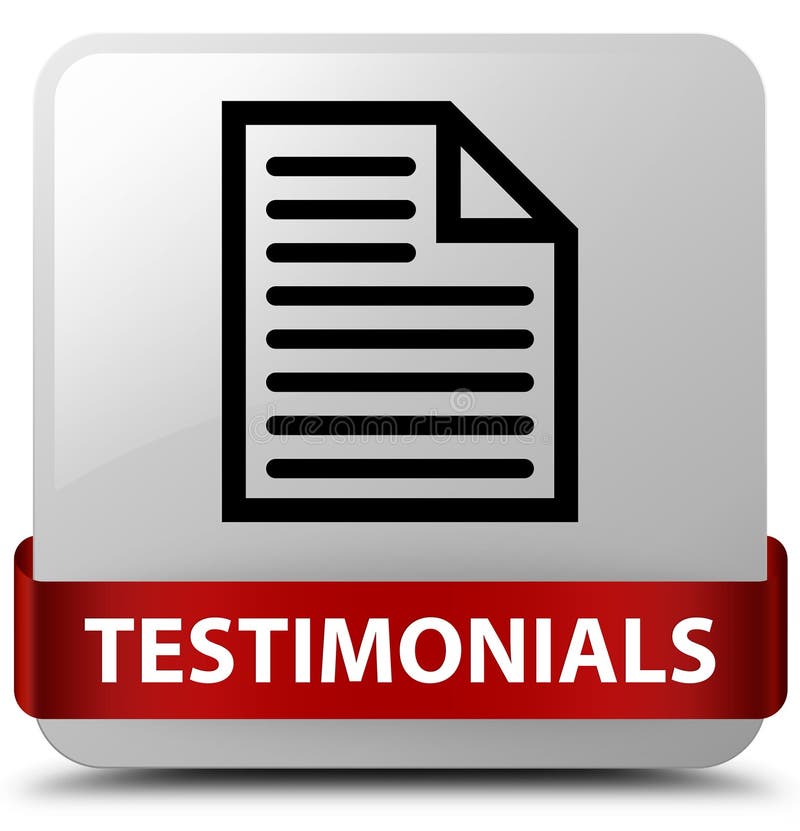 Testimonials (page Icon) White Square Button Red Ribbon in Middle Stock ...