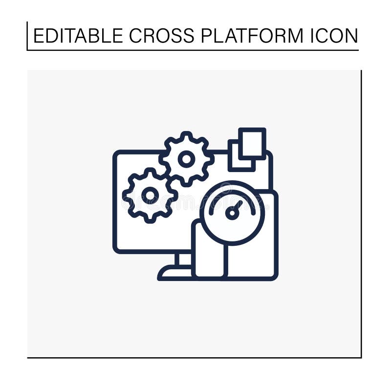 Apps Line Icon. Mobile Application Interface UI Layout Linear Symbol. Four Grid Set Square ...