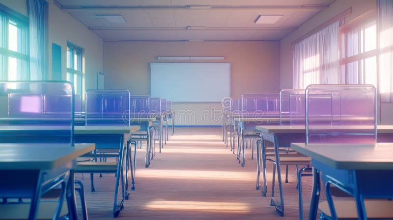Testing Area with Translucent Dividers in the Classroom Stock Photo ...