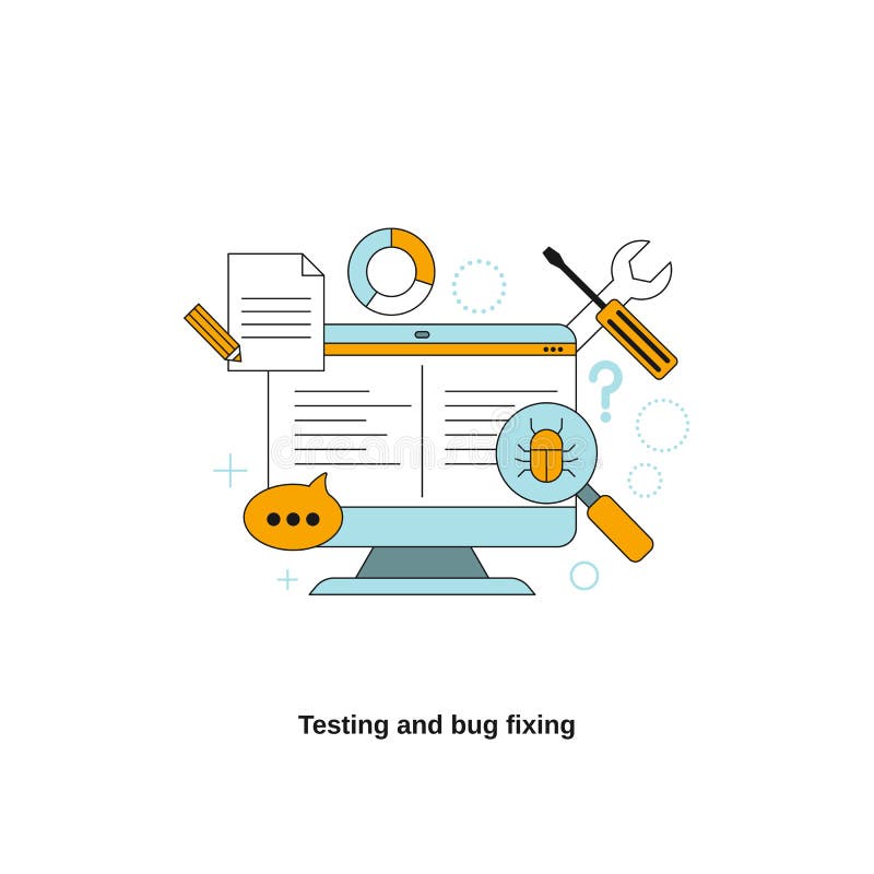 Testing And Bug Fixing Concept Stock Vector Illustration Of Flat Concept 190313316