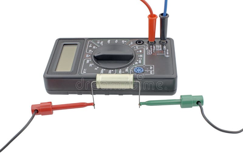 Testing Capacitor with Multimeter on White Stock Image - Image of ...
