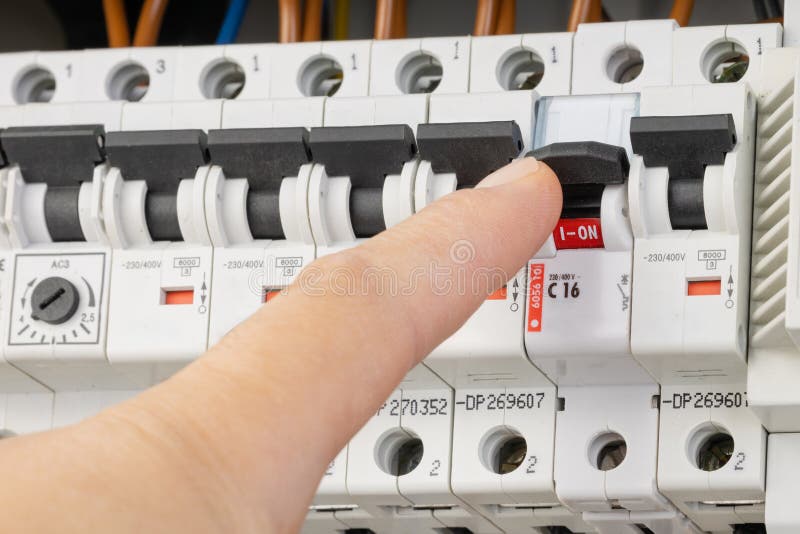 Testing Circuits with Probes in an Electrical Panel Stock Image - Image ...