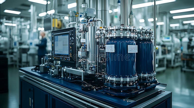 Testing Clean Combustion Engines in Modern Facility Stock Illustration ...