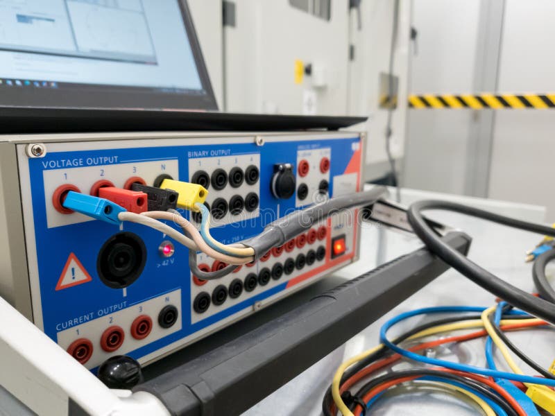 Testing Electrical Power Plant Protection and Control Cubicles. Stock ...