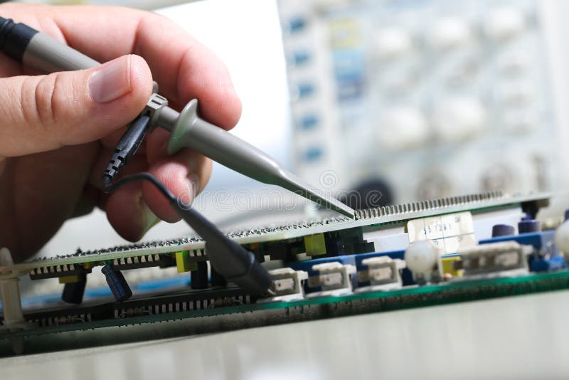Testing Electronic Devices with Oscilloscope Stock Image - Image of ...