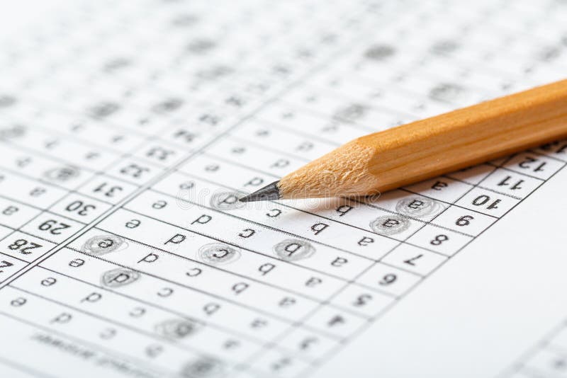 Testing in Exercise and Exam Paper. Computer Sheet with Pencil in ...