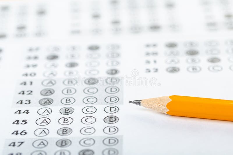 Testing in Exercise and Exam Paper. Computer Sheet with Pencil in ...