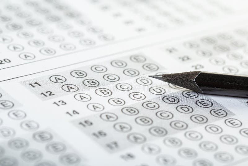 Testing in Exercise and Exam Paper. Computer Sheet with Pencil in ...