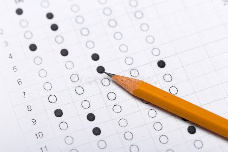 Testing in Exercise and Exam Paper. Computer Sheet with Pencil in ...