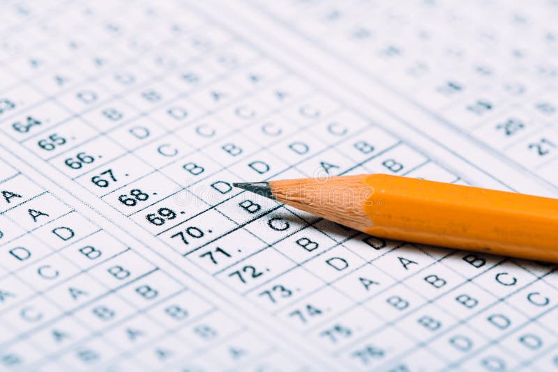 Testing in Exercise and Exam Paper. Computer Sheet with Pencil in ...