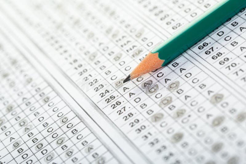 Testing in Exercise and Exam Paper. Computer Sheet with Pencil in ...