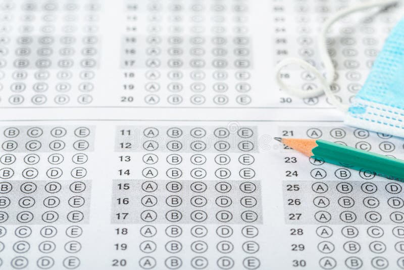 Testing in Exercise and Exam Paper. Computer Sheet with Pencil in ...