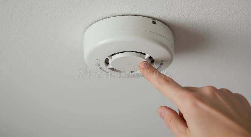 Testing Fire Alarm: Finger Pressing Smoke Detector Button for Safety ...