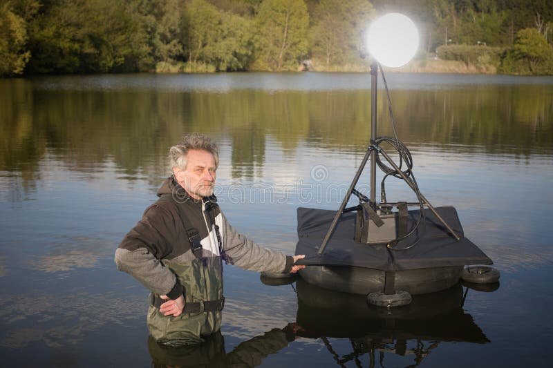 System of Floating Light Stand with Folding Platform for on Water ...