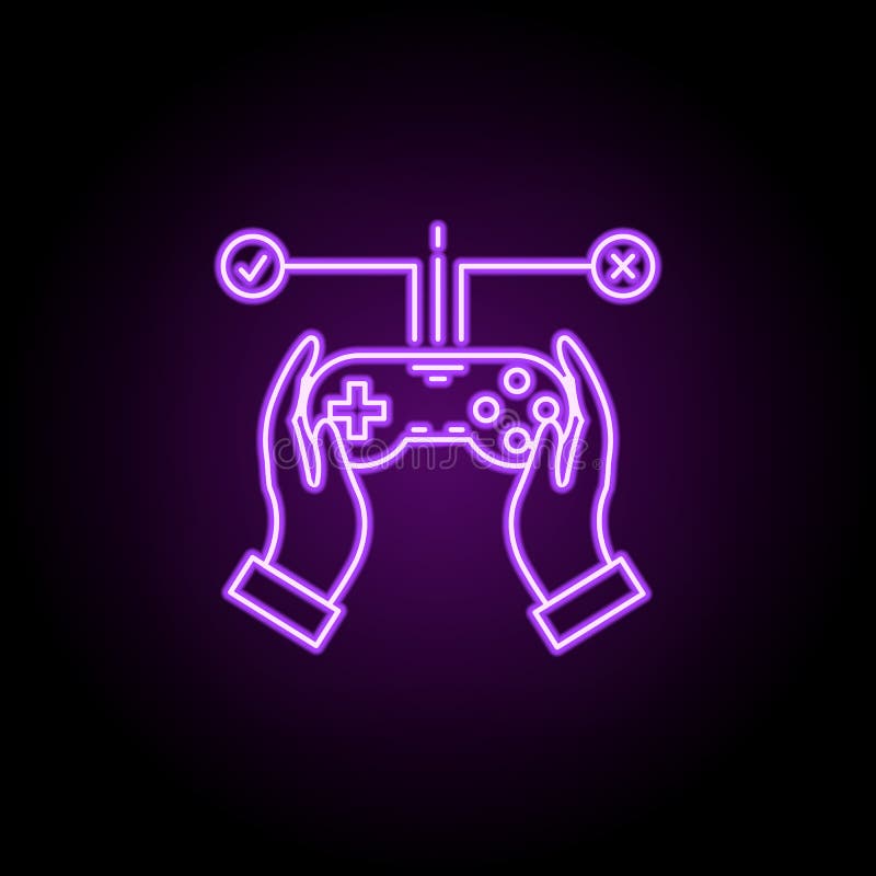 Testing Game Outline Icon. Elements of Game Development in Neon Style ...