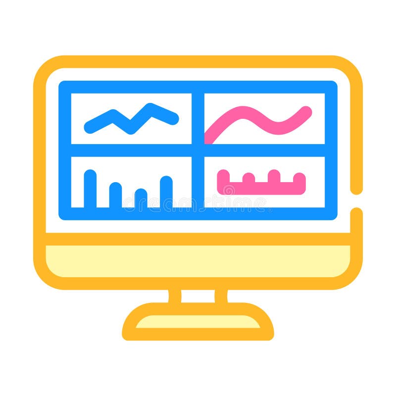 Testing Graphs on Computer Screen Color Icon Vector Illustration Stock ...