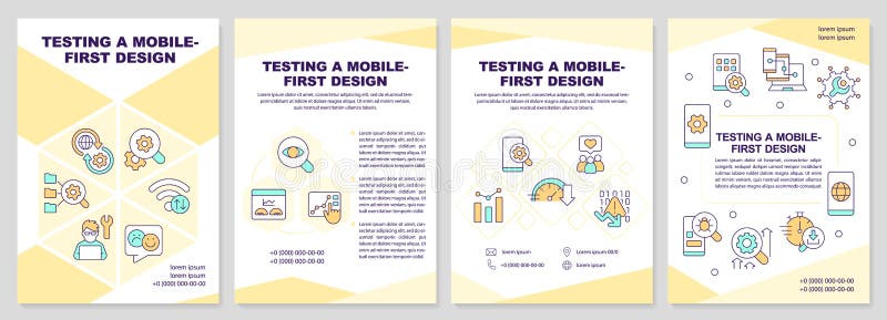 Testing Mobile First Design Yellow Brochure Template Stock Vector ...