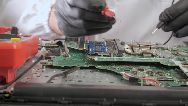 Testing Motherboard with Probes and Multimeter Stock Video - Video of ...