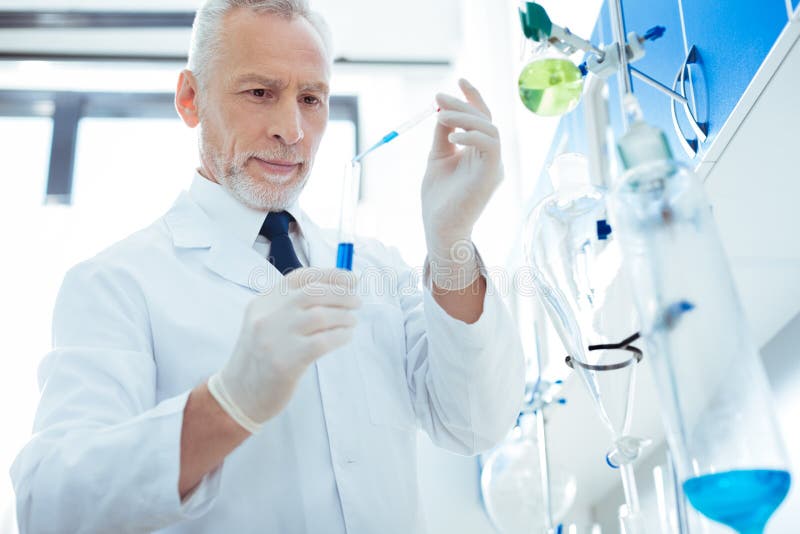 Serious Male Person Doing Chemical Experiment Stock Image - Image of ...
