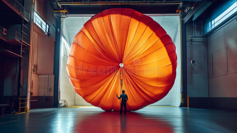 Testing Nylon Parachute Fabric in Wind Tunnel Environment Stock ...
