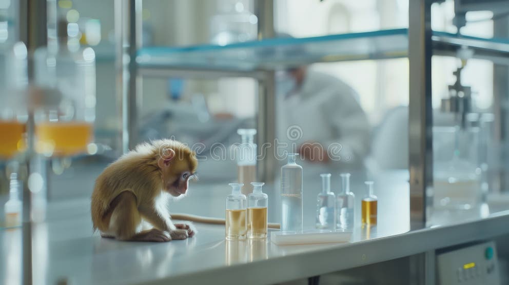 Testing Perfumes on a Small Defenseless Monkey. a Baby Monkey is ...