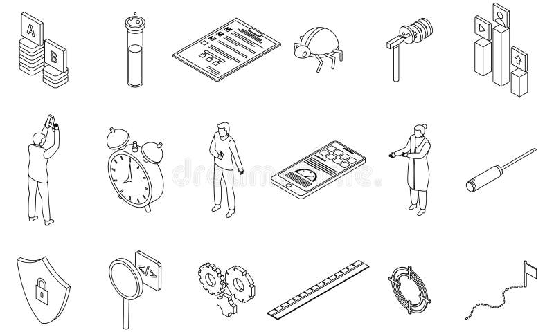 Testing Software Icons Set Vector Outline Stock Illustration ... Testing Software Icons Set Vector Outline Stock Illustration ...