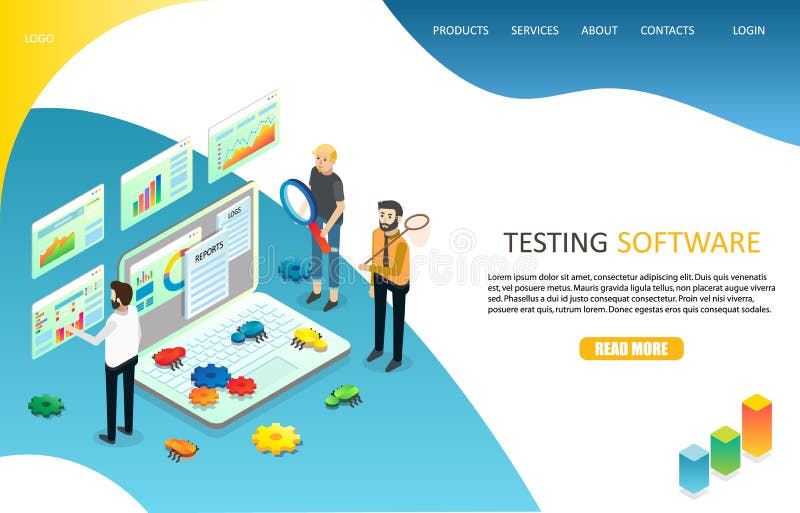 Testing Software Landing Page Website Vector Template Stock Vector ...