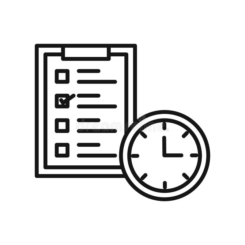 Testing Time Icon Black Line Art Vector Stock Illustration ...