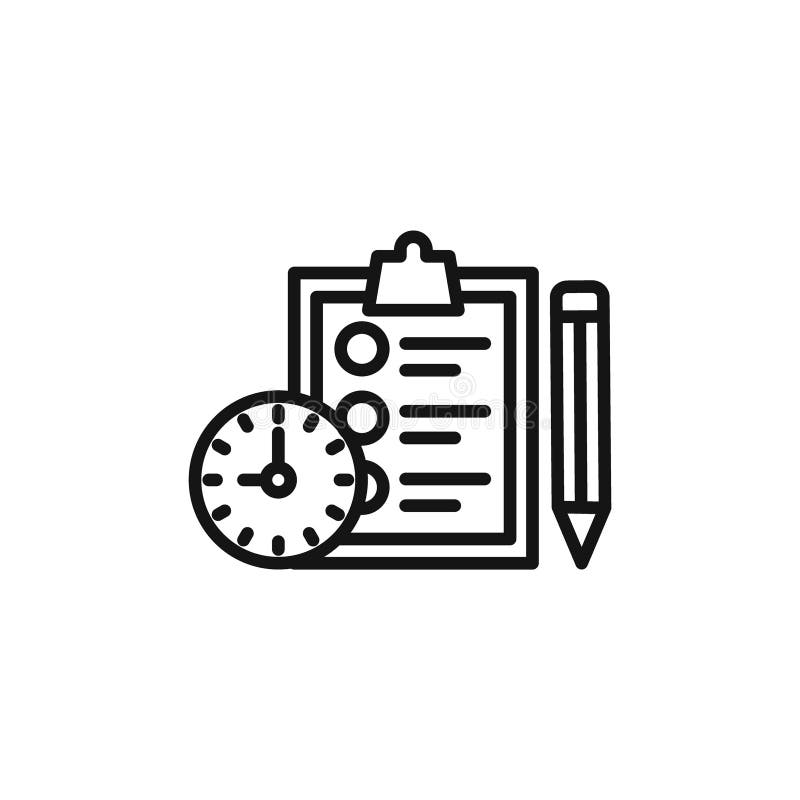 Testing Time Icon Outline Collection in Black and on White Background ...