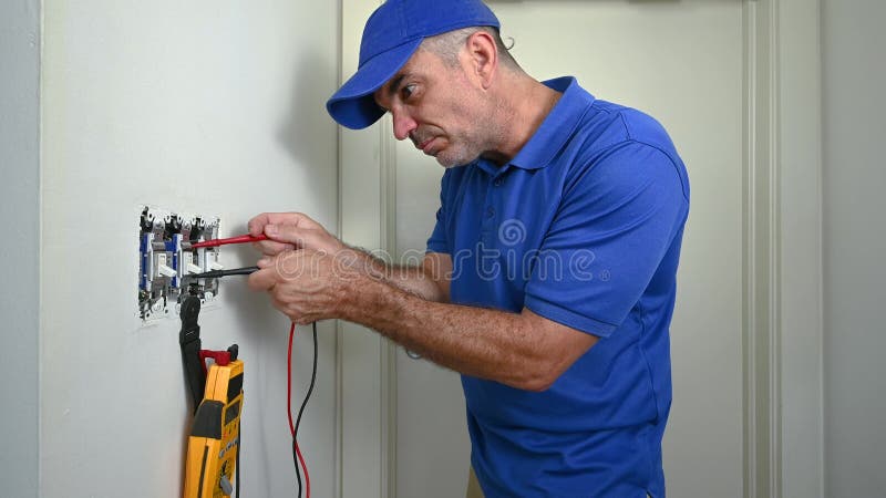 Testing Voltage on a Toggle Switch Stock Footage - Video of uniform ...