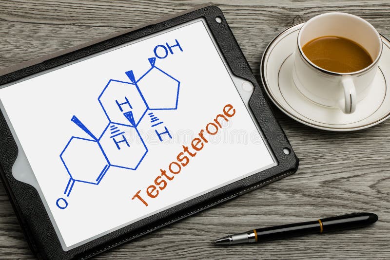 Testosterone Chemical Structure Formula on Touch Screen Stock Photo ...