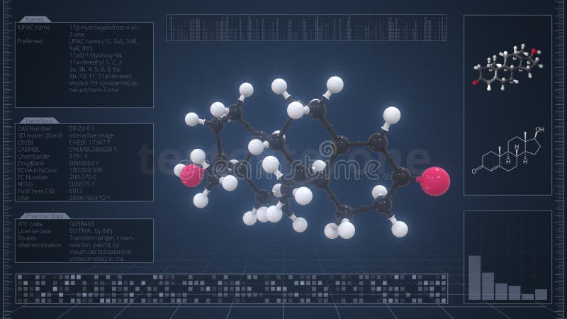 Testosterone Molecule. Isolated Molecular Model. Looping 3D Animation ...