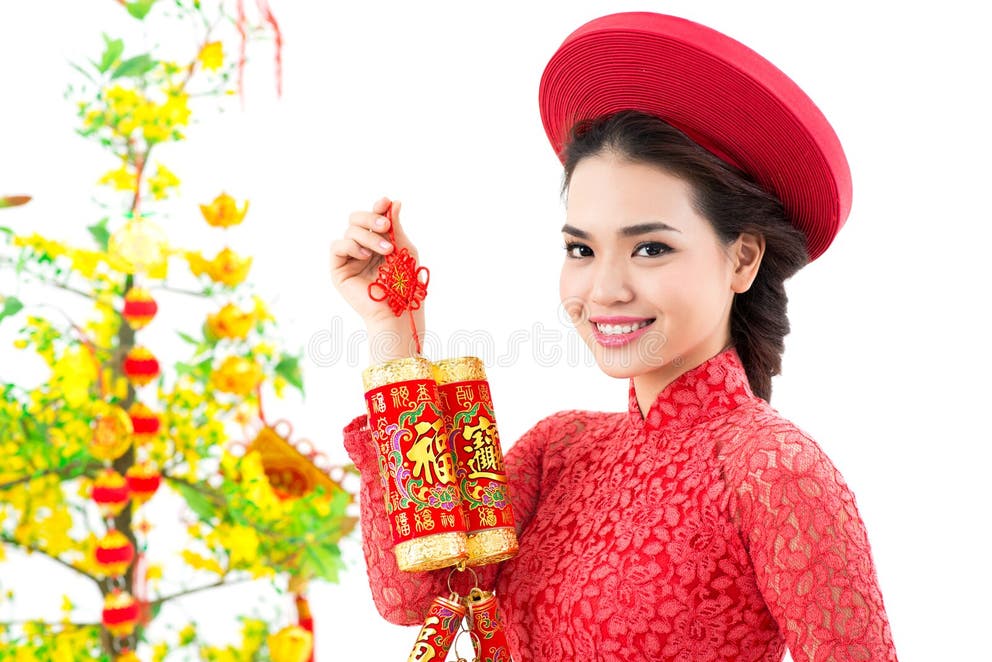 Tet girl stock image. Image of beauty, girl, holding - 28276129