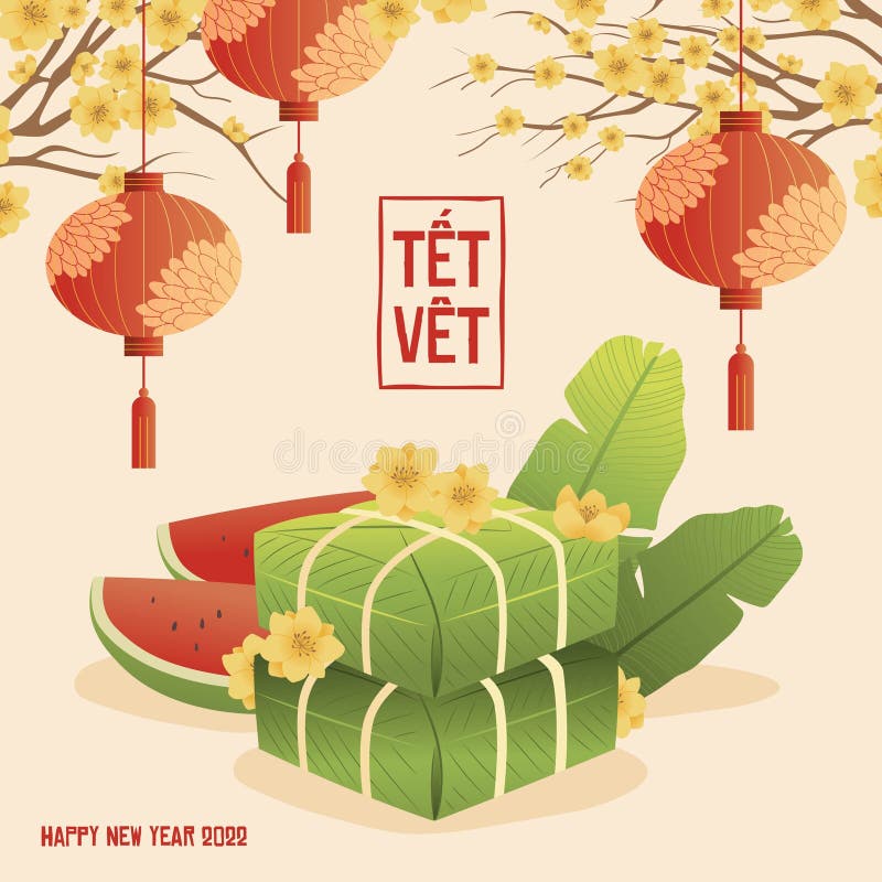 Tet Vietnamese New Year Flat Vector Design Illustration Stock Vector ...