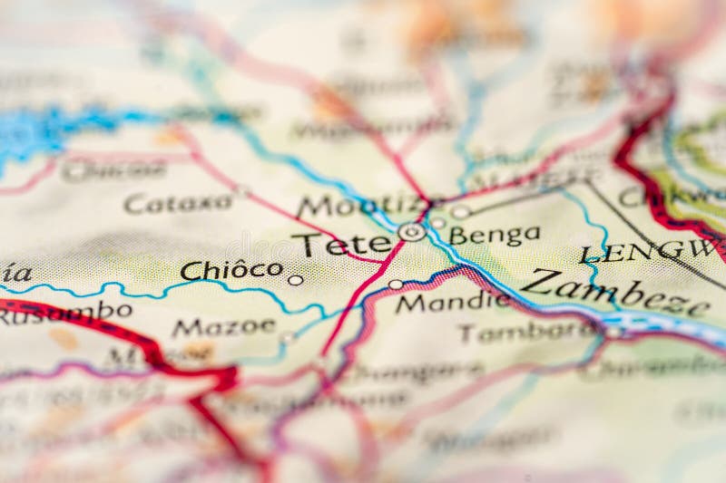 Tete, Mozambique Highlighted on a World Map Stock Image - Image of ...