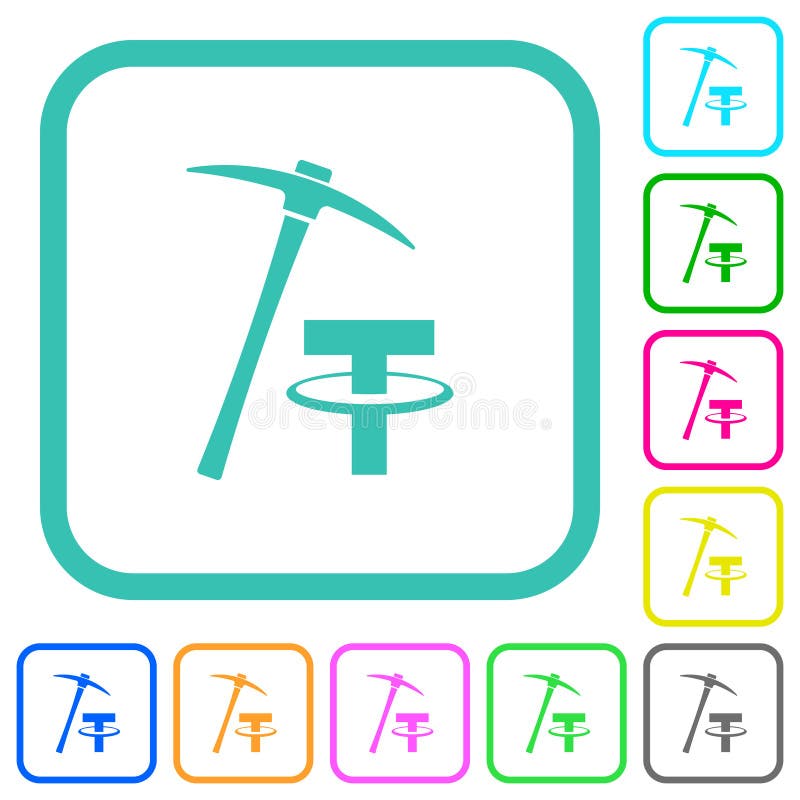 Tether Cryptocurrency Mining Vivid Colored Flat Icons Editorial Stock ...