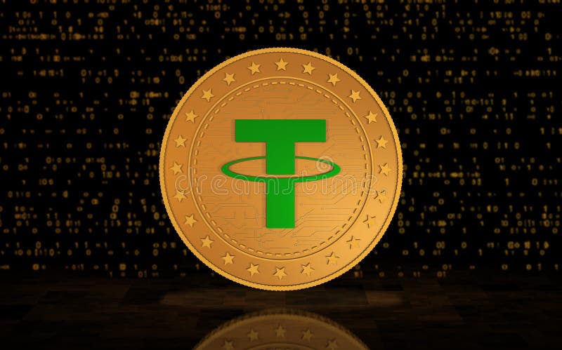 Tether Cryptocurrency Symbol Golden Coin Illustration Editorial Photo ...