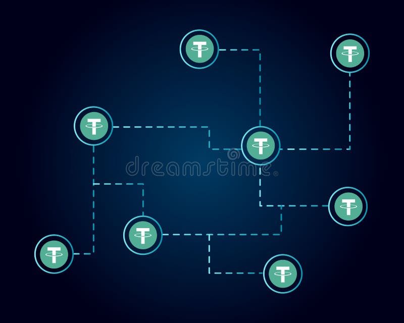 Tether Cryptocurrency Technology Background Style Stock Vector ...