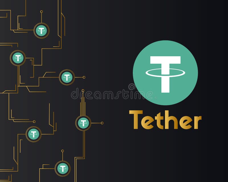 Tether Cryptocurrency Virtual on Dark Background Style Editorial ...