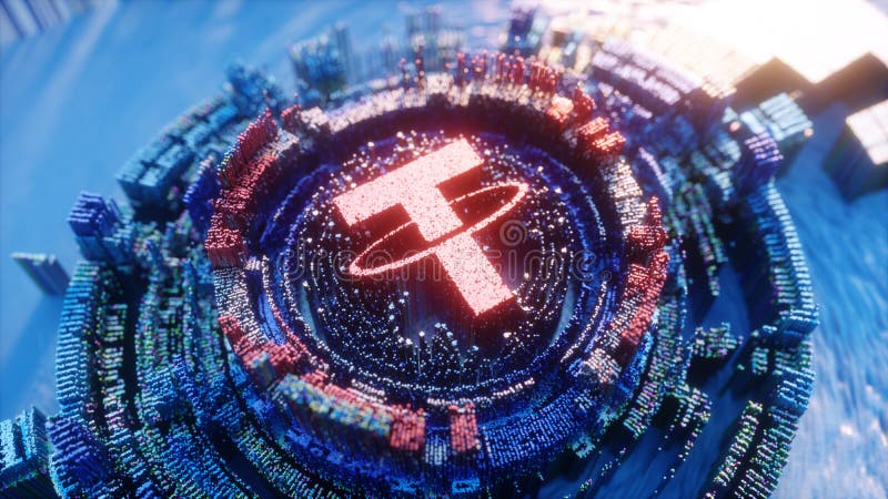 Tether Logo Digital Art. Cryptocurrency Symbol Futuristic 3D ...