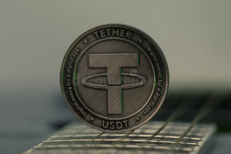 TETHER USDT Cryptocurrency Physical Coin Placed between Plant Leaves ...