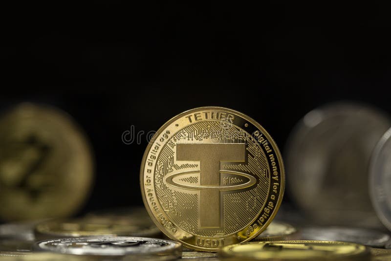 Tether USDT Cryptocurrency Physical Coin Placed Next To Twenty Dollars ...