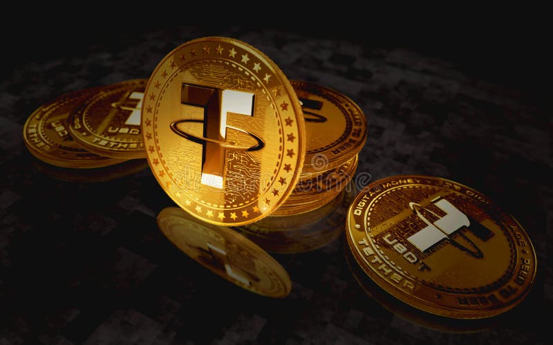 Tether USDT Stablecoin Cryptocurrency Golden Coin 3d Illustration ... Tether USDT Stablecoin Cryptocurrency Golden Coin 3d Illustration ...